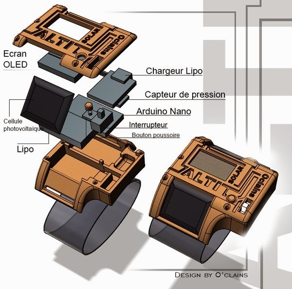 Free 3D file AWSLCAN : Altimeter Watch Solar Charging Lipo Arduino Nano ...
