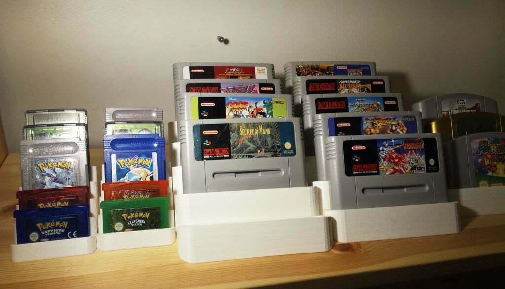 🛒 Game cart holder (SNES, N64, Gameboy/GBA, DS, NES)・Free STL File for ...